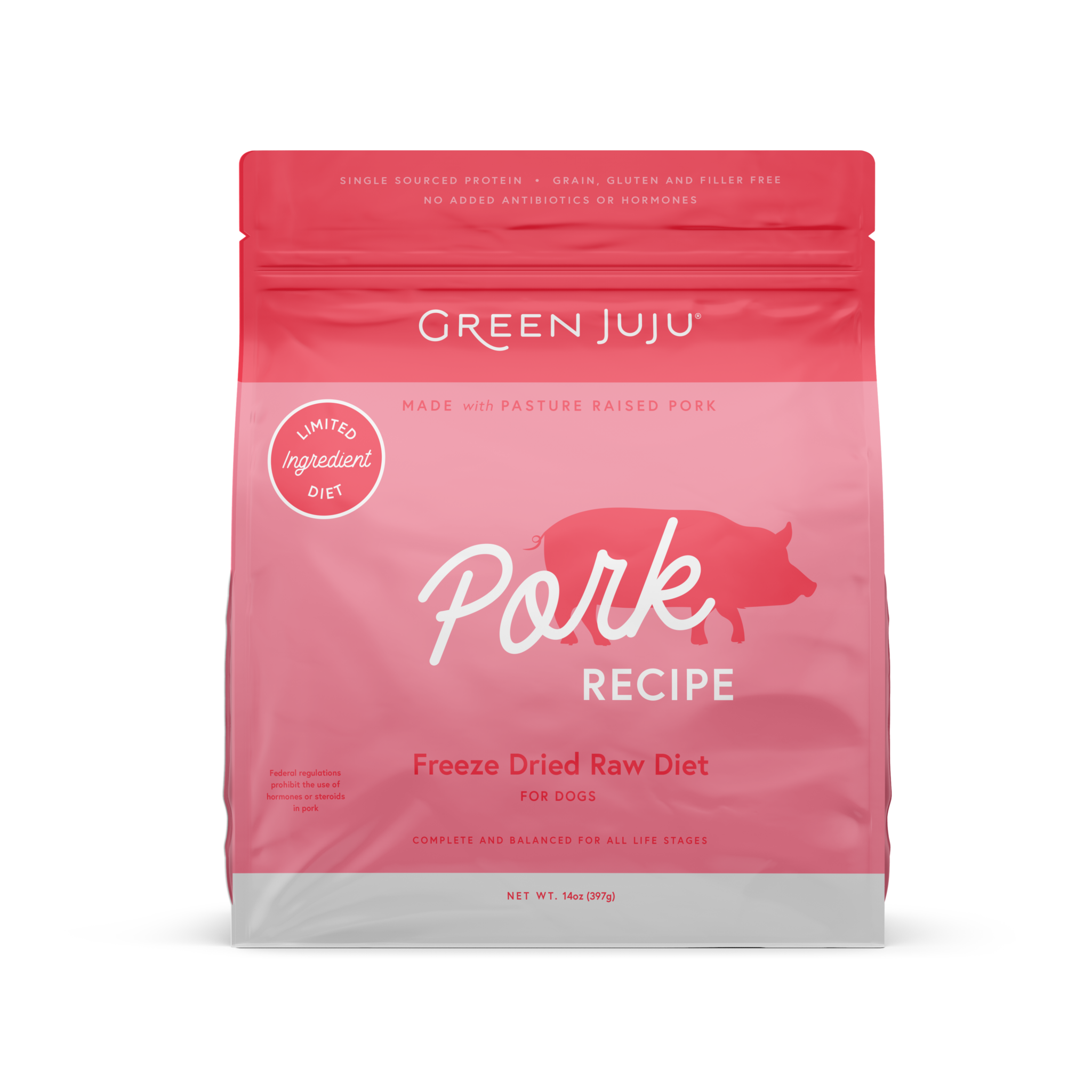 Green JuJu Freeze Dried Pork Recipe 14oz – White Rock Pet Food Delivery